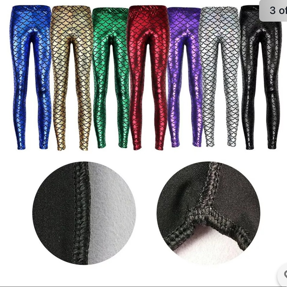 Womens Fish Metallic Mermaid 3d Bling Leggings - Gem
